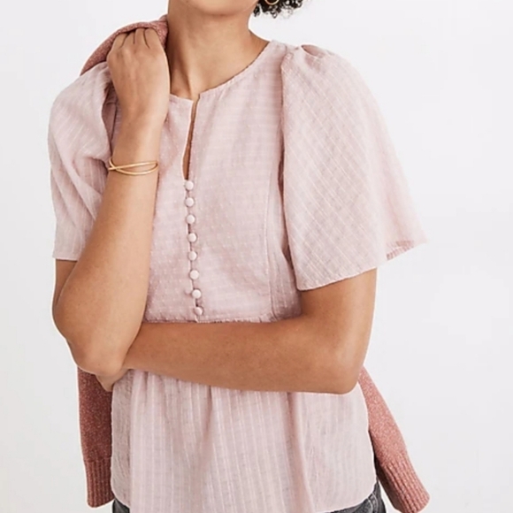 Madewell | Tops | Madewell Courtyard Fluttersleeve Top Pink Medium ...